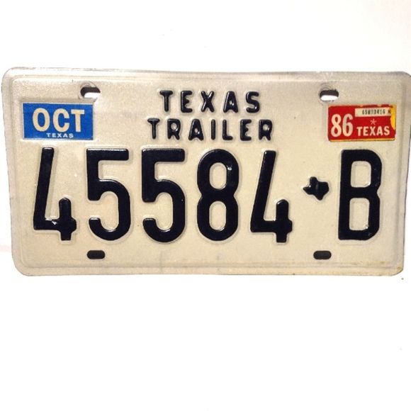 Other | Vintagetexas Trailer License Plate 1986 | Poshmark